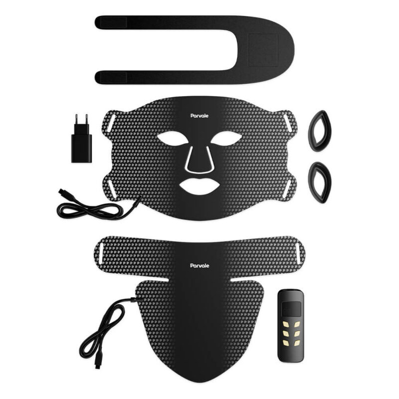 LED Gezichts- & Nekmasker Zwart – Parvale® Lichttherapie